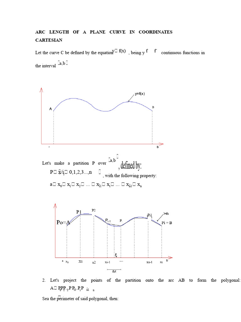 ARC LENGTH OF A PLANE CURVE IN CARTESIAN AND POLAR COORDINATES | PDF ...