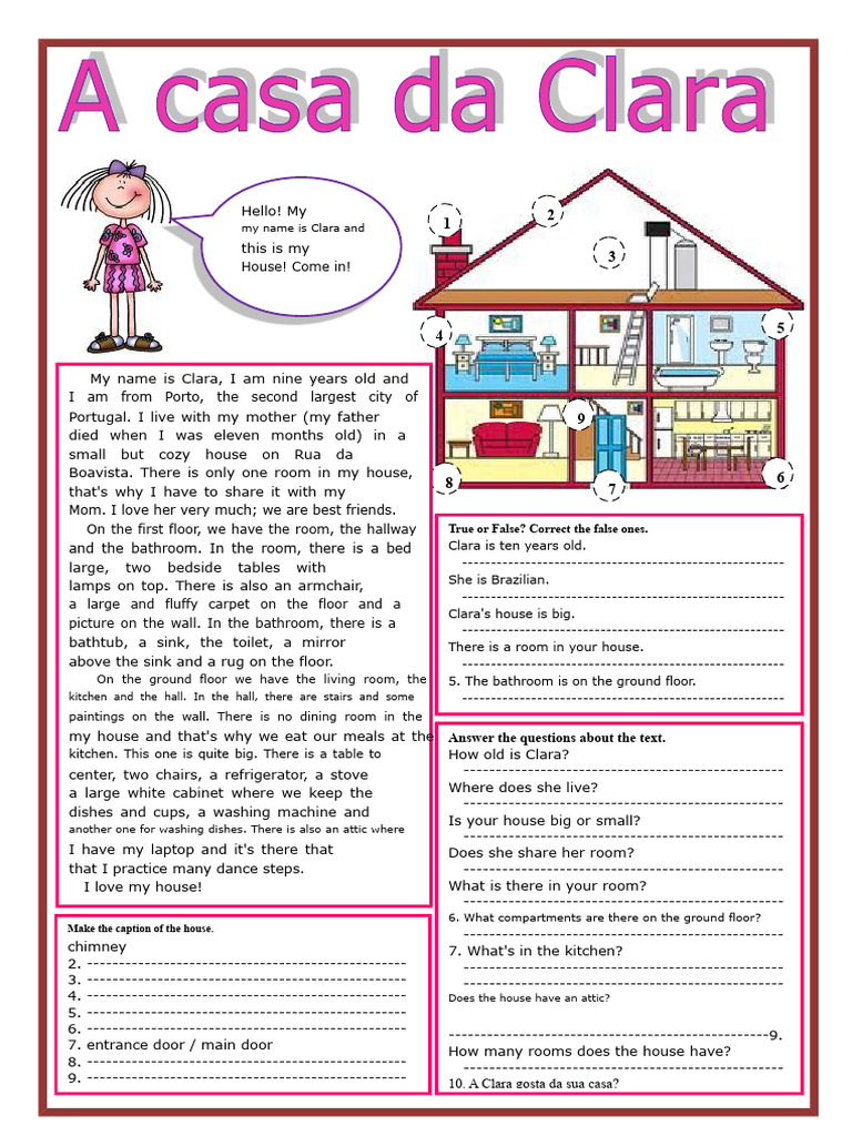 The House of Clara Text Comprehension Worksheet 18495 | PDF | Kitchen ...