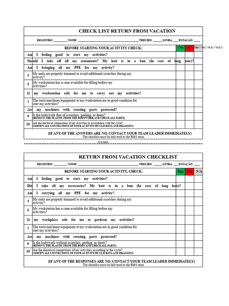 Vacation Return Safety Checklist | PDF