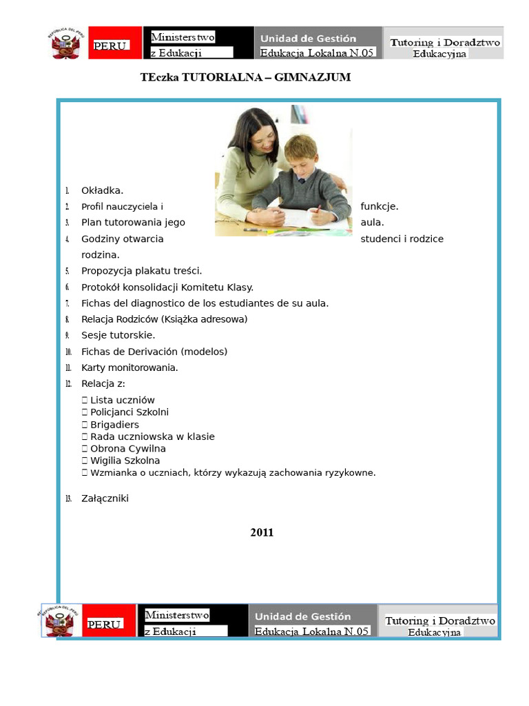 Foldera Tutoringu Szkoły Średniej | PDF