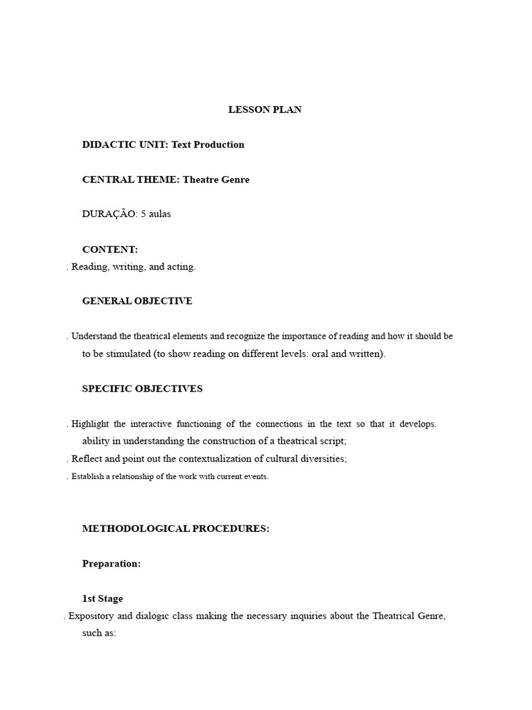 Theater Genre Lesson Plan | PDF | Lesson Plan | Genre