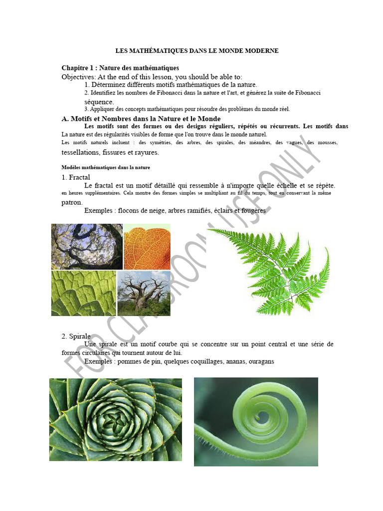 Mathématiques et motifs dans la nature | PDF | Mathématiques