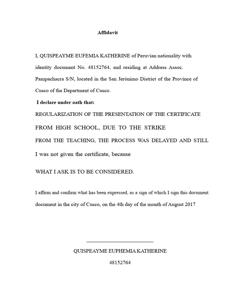 Current Affidavit Model (1) | PDF