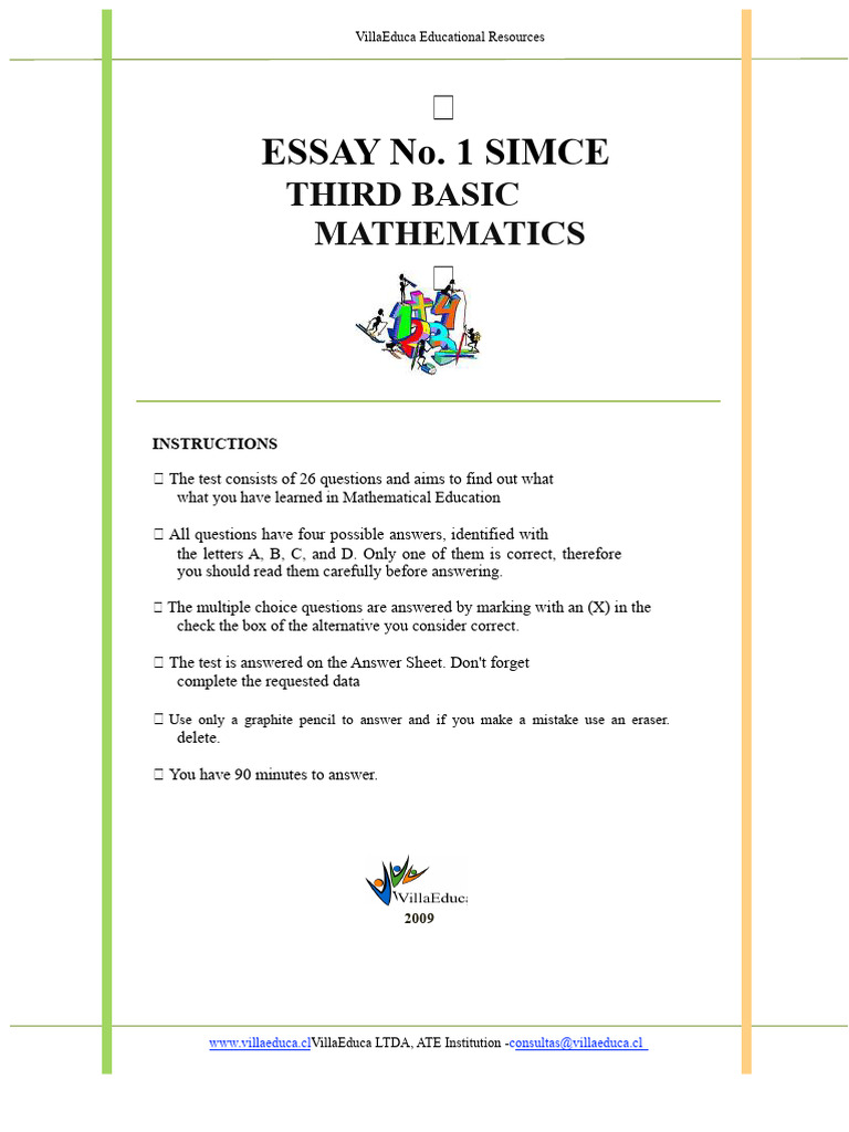Essay1Simce Mathematics 3rd Grade | PDF | Mathematics