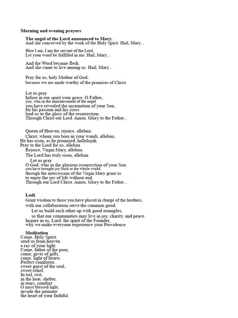 Morning and Evening Prayers Guide | PDF | Mary, Mother Of Jesus | Jesus