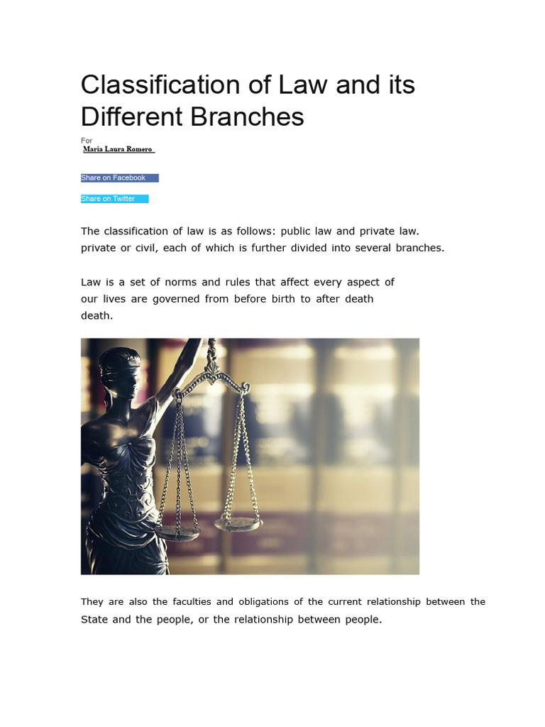 Classification of Law: Branches Explained | PDF | Public Law ...