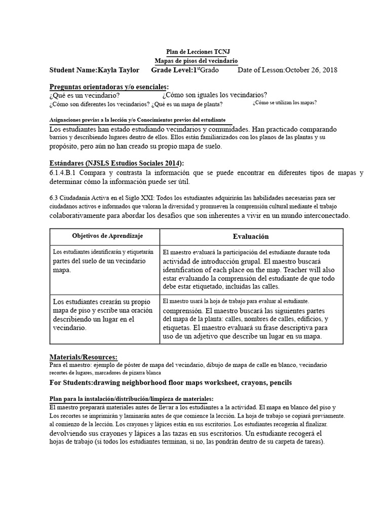 Lección de Mapa Del Vecindario | PDF