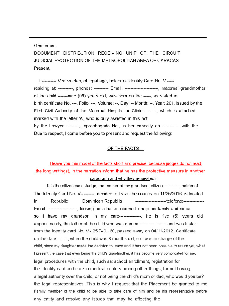 FAMILY PLACEMENT - MODEL | PDF | Identity Document | Birth Certificate