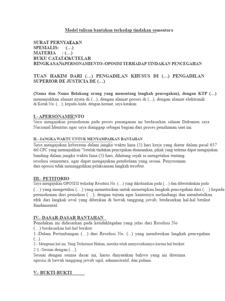 Bantahan Tindakan Pencegahan Hukum | PDF