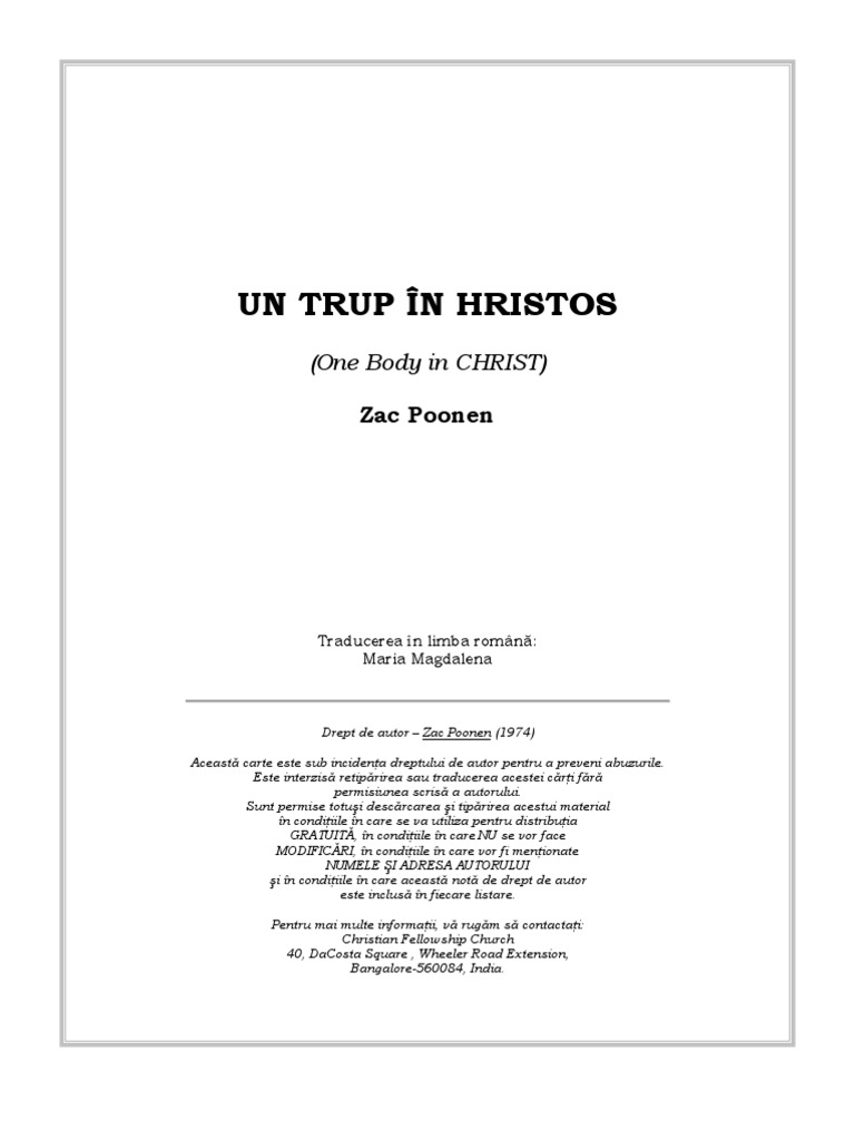 Un Trup in Hristos | PDF