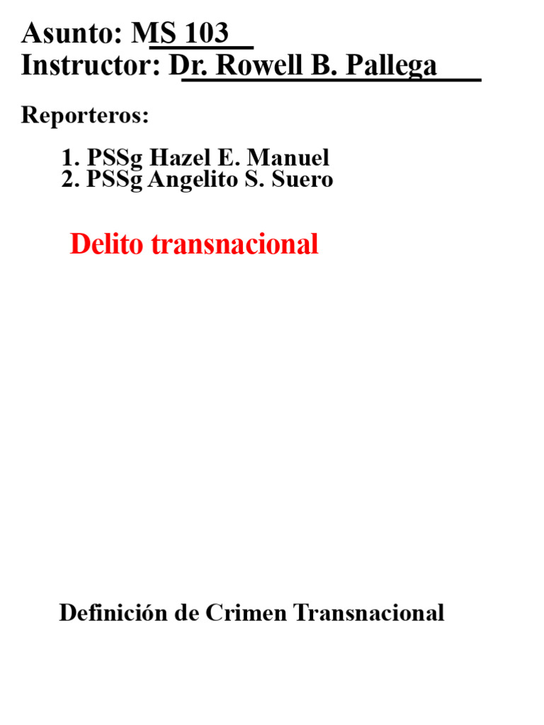Crimen Transnacional (PSSG MANUEL Y SUERO) | PDF | Crimen organizado ...