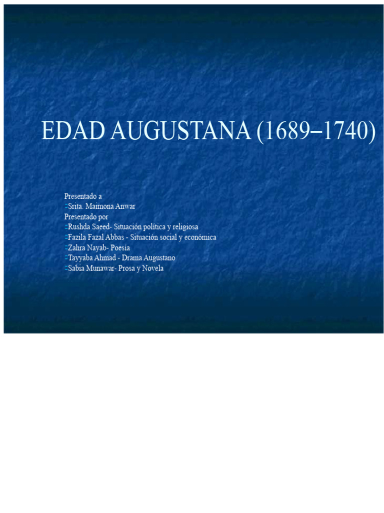 Edad Augusta (1689-1740) | PDF | Novelas
