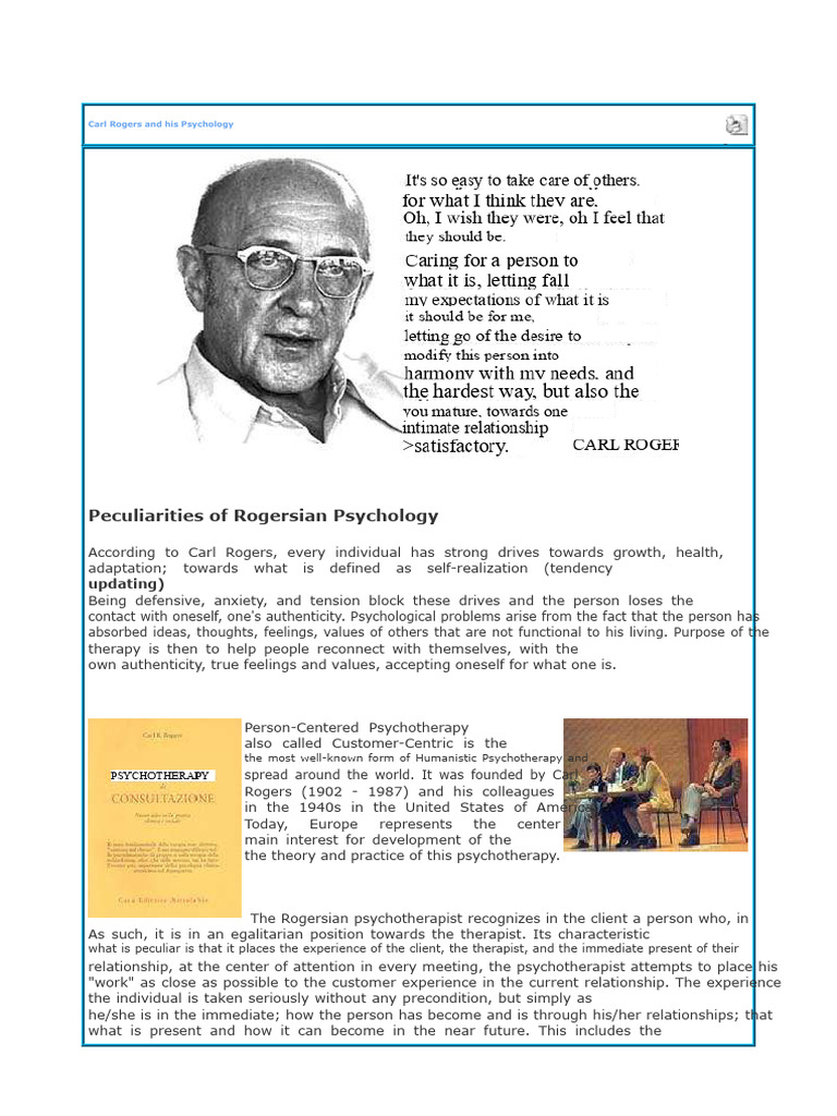 Understanding Carl Rogers' Psychotherapy | PDF | Psychotherapy | Experience