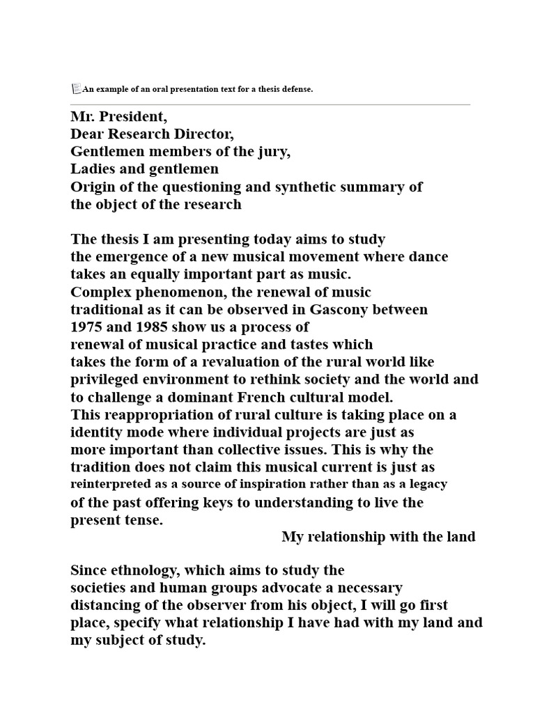 An Example of Oral Defense Text | PDF | Ethnography | Liberal Arts ...