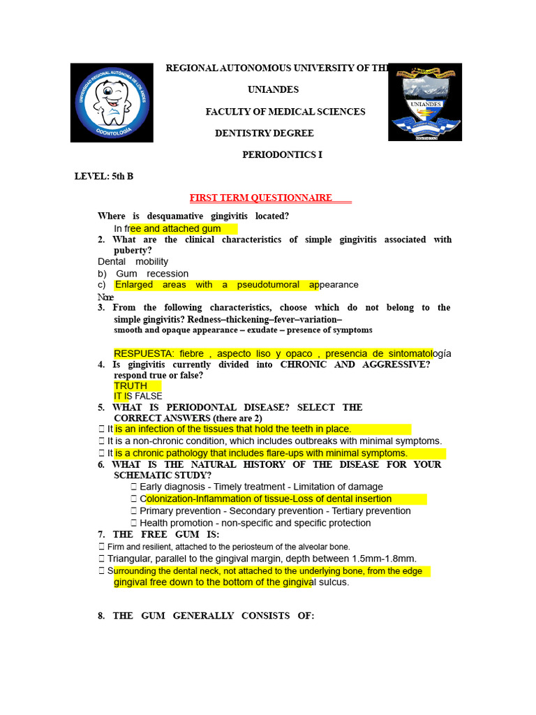 PERIO - FINAL EXAM QUESTIONNAIRE (1).pdf | PDF | Periodontology | Human ...