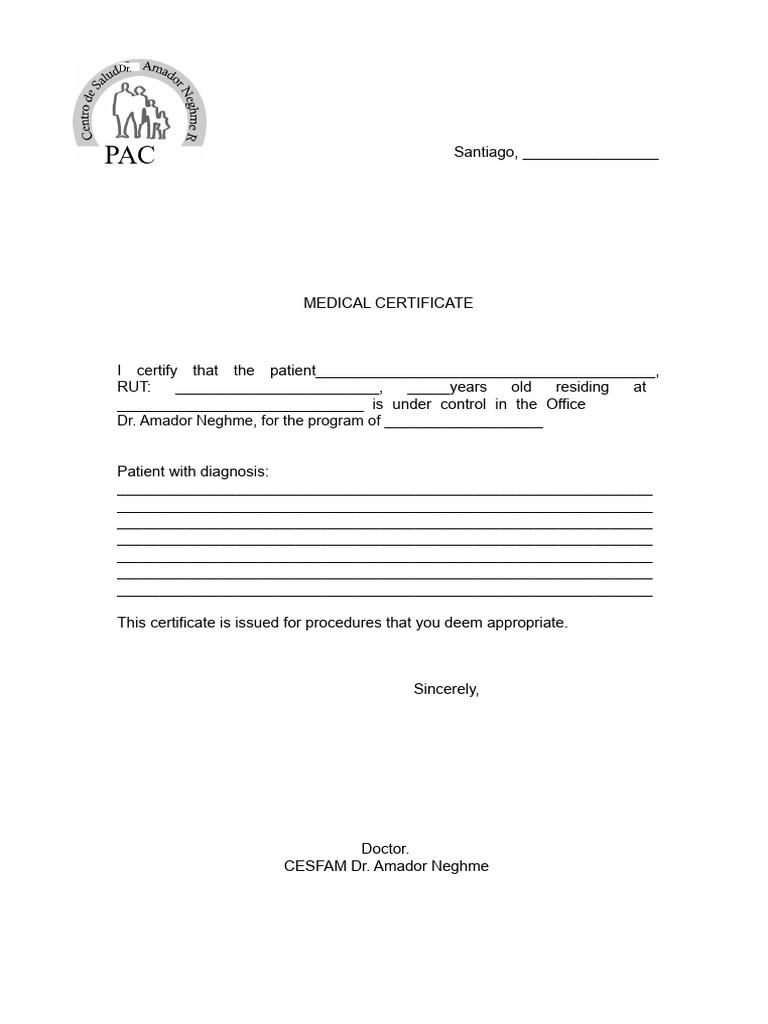 Medical Certificate Template for Patients | PDF