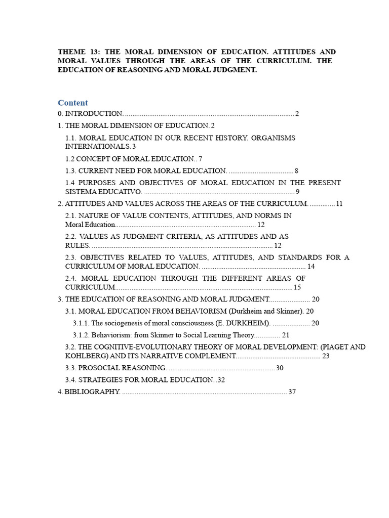 Theme 13 The moral dimension of education. | PDF | Attitude (Psychology ...