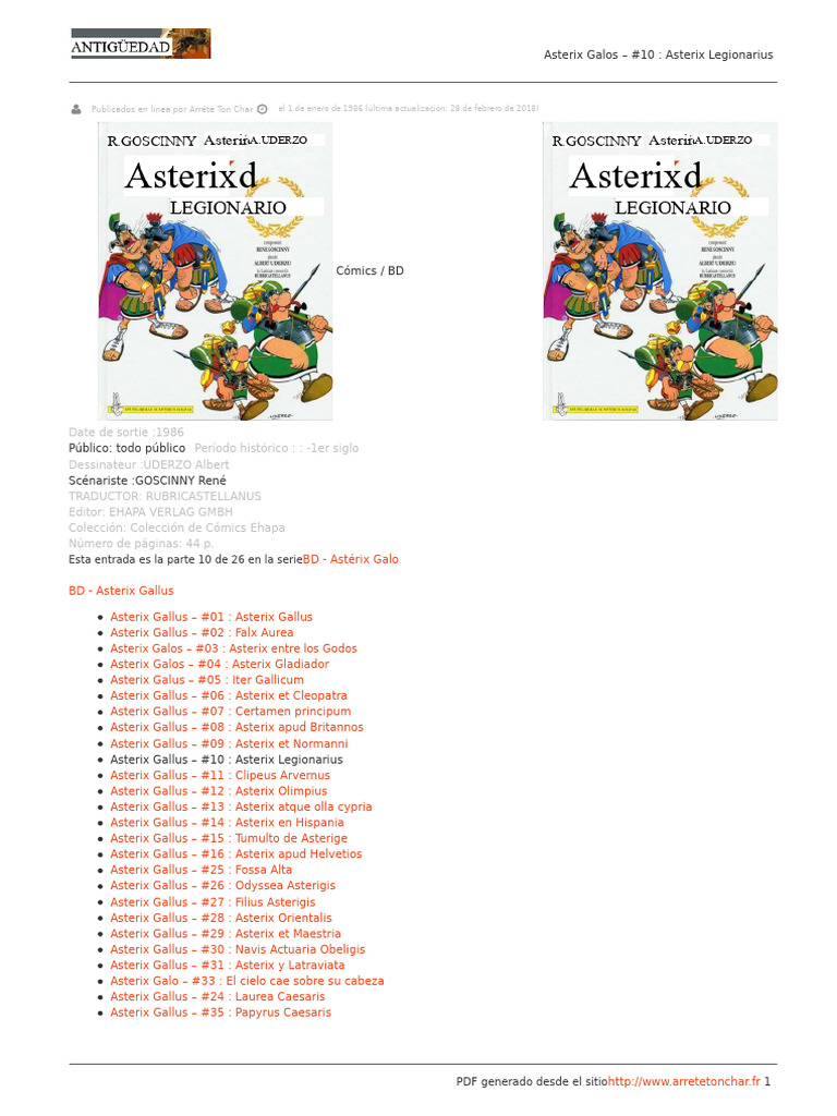 Asterix Legionarius: Aventura en la Legión | PDF | Legion romana