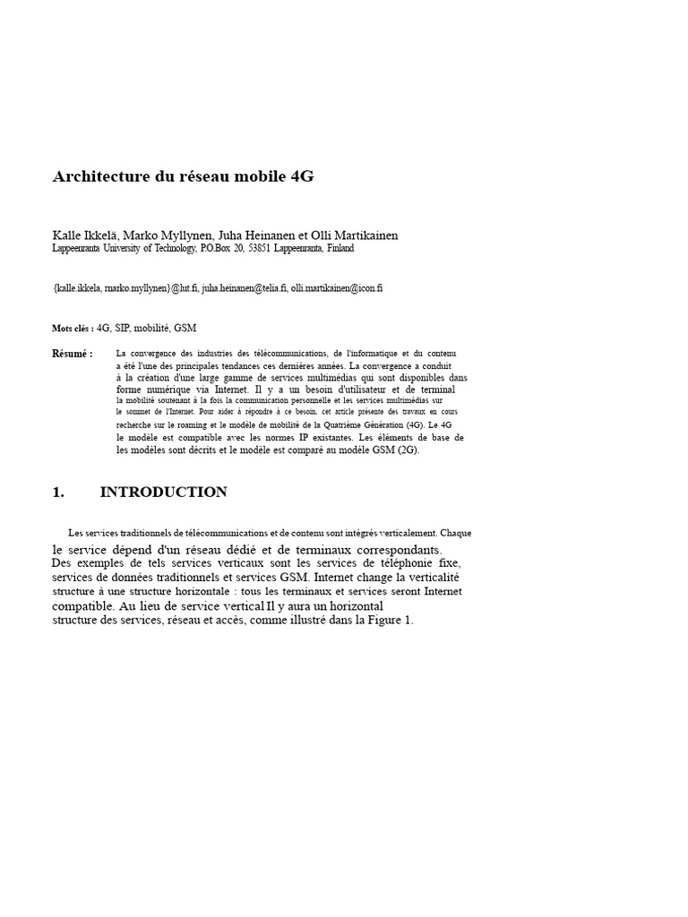 Architecture du réseau mobile 4G | PDF | GSM | séance d'initiation au ...