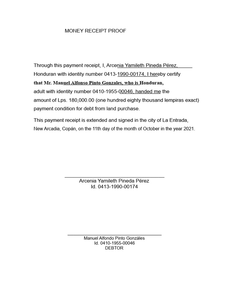 Land Purchase Payment Receipt | PDF