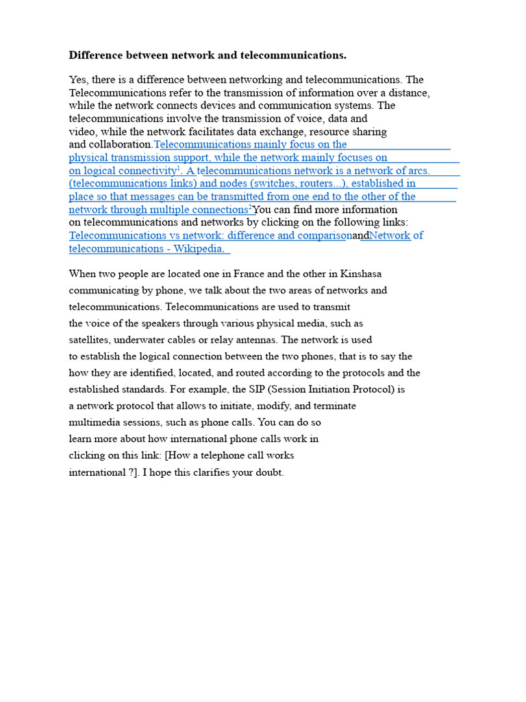 Network vs Telecommunications Explained | PDF