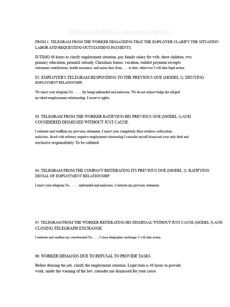 Labor Documents Letter Models.docx | PDF | Employment | Salary