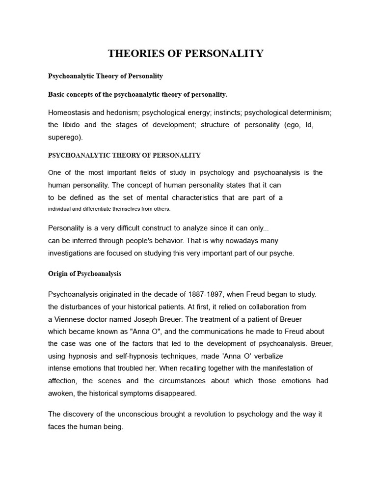 PSYCHOANALYTIC THEORY OF PERSONALITY.docx | PDF | Psychoanalysis ...