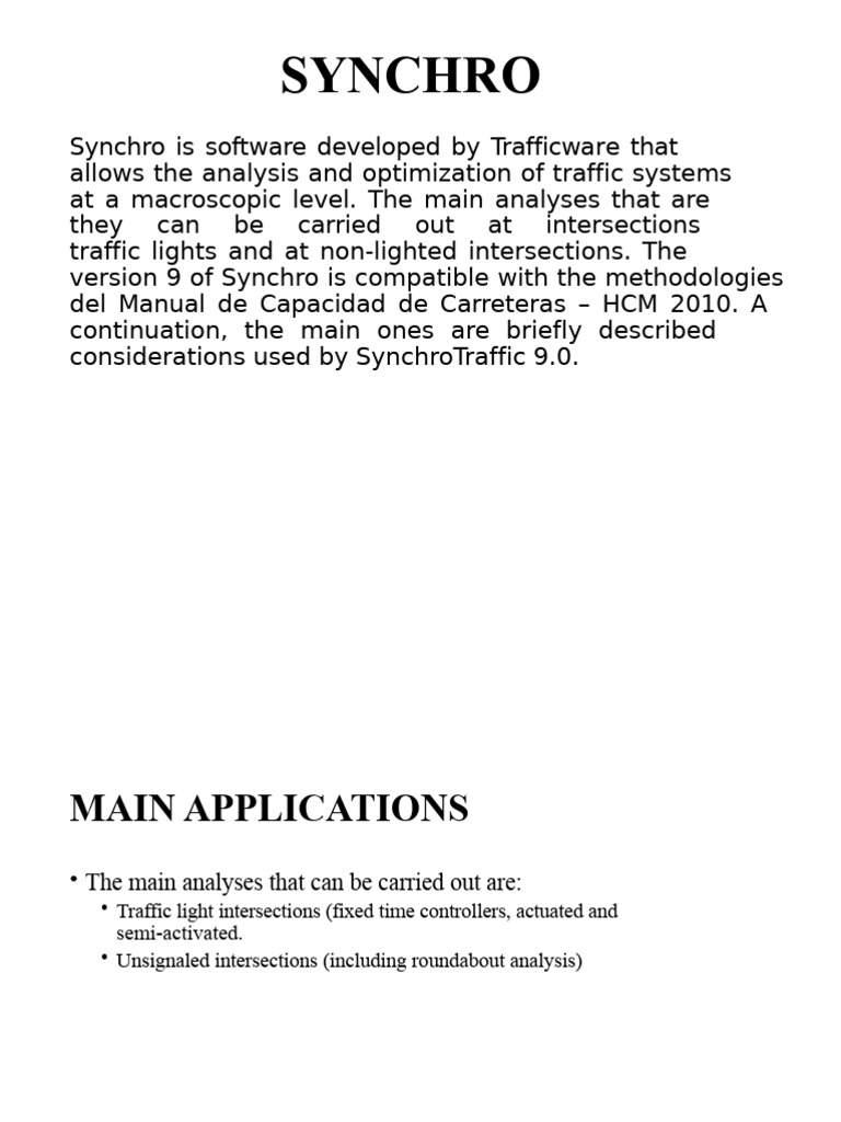 SYNCHRO.pptx | PDF | Traffic | Traffic Light