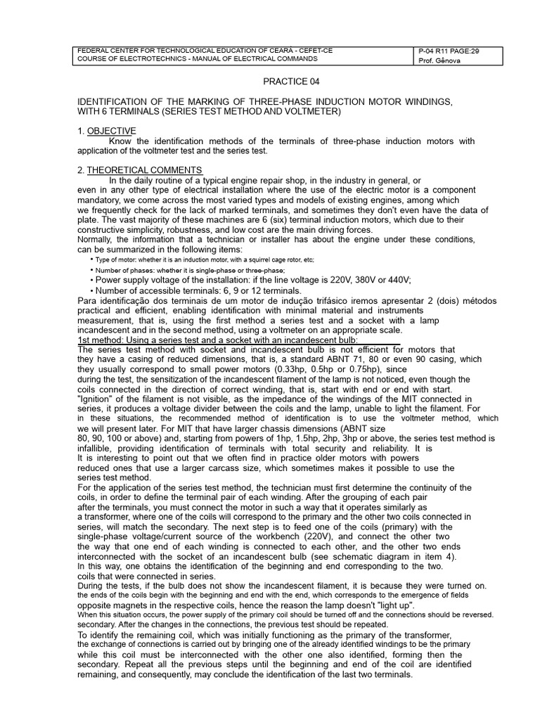 Three-Phase Induction Motor Terminal Identification | PDF | Electric ...