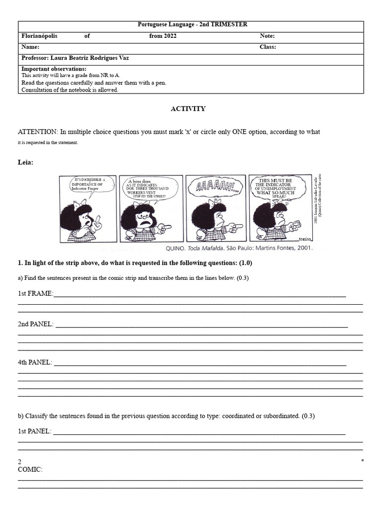 Activity: Phrase, clause, and sentence; subject and predicate. | PDF ...