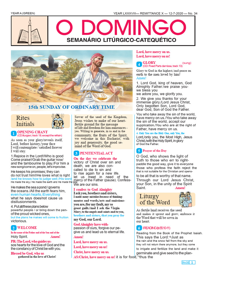Leaflet THE SUNDAY DAY 12-07-20 | PDF | God The Father | Jesus