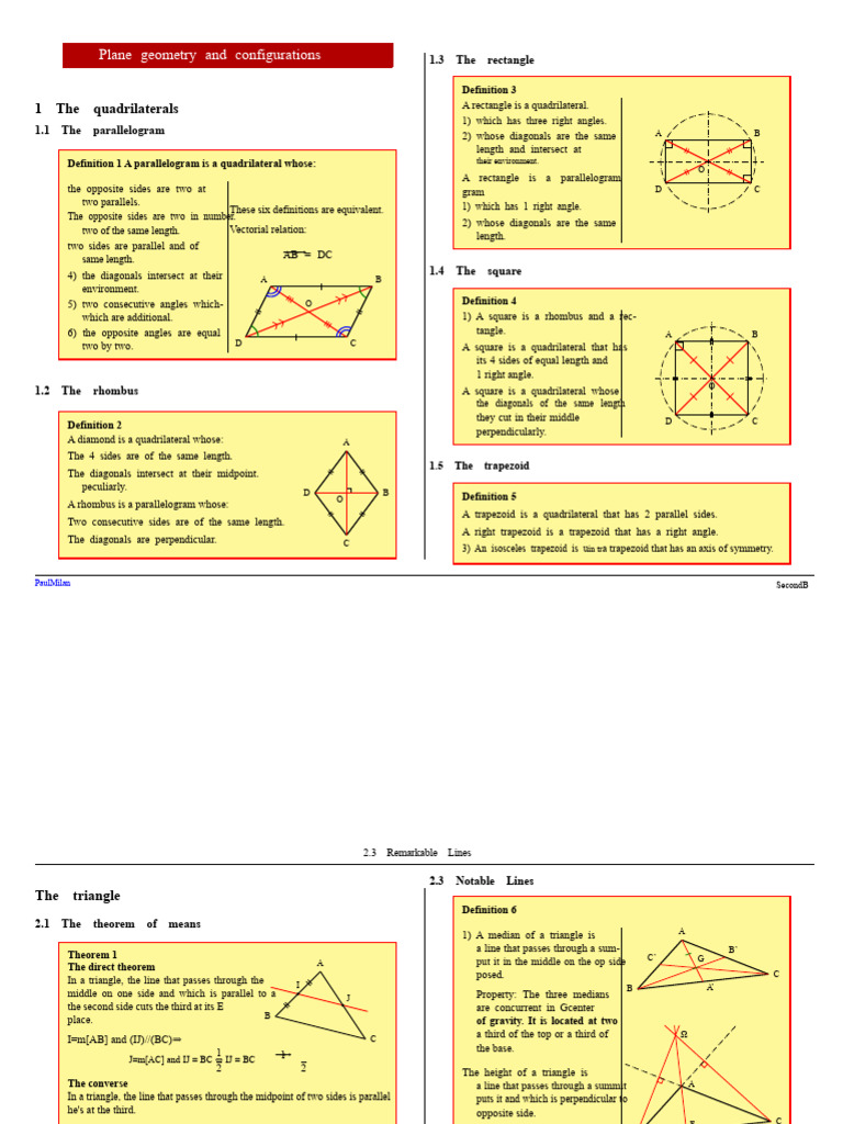 Plane Geometry: Shapes and Properties | PDF | Rectangle | Triangle