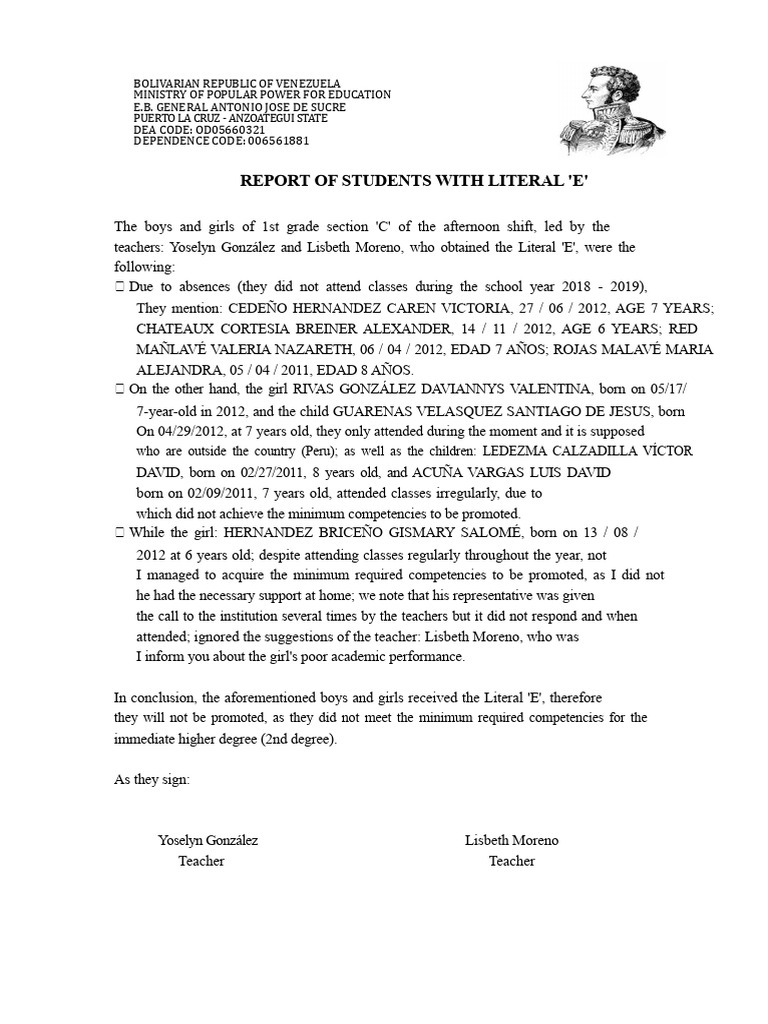 Report On Students With Grade e | PDF | Learning | Human Communication