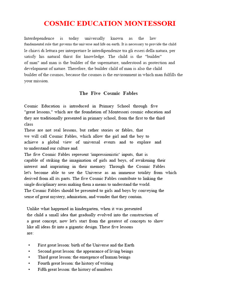 Montessori Cosmic Education | PDF | Earth | Matter