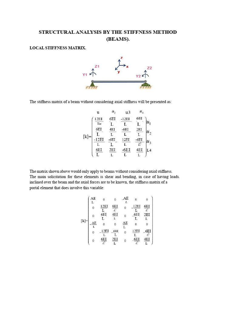 Stiffness Method - Beams | PDF | Beam (Structure) | Matrix (Mathematics)