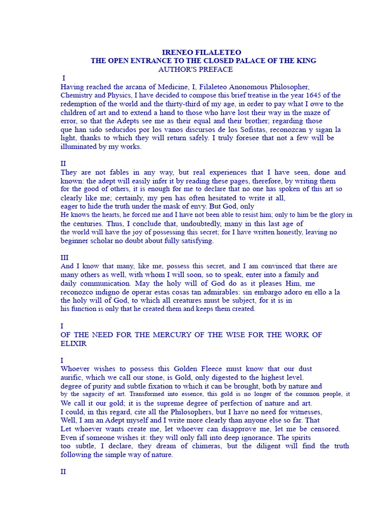 Ireneo Filaleteo - The Open Entrance to the Closed Palace of the King ...