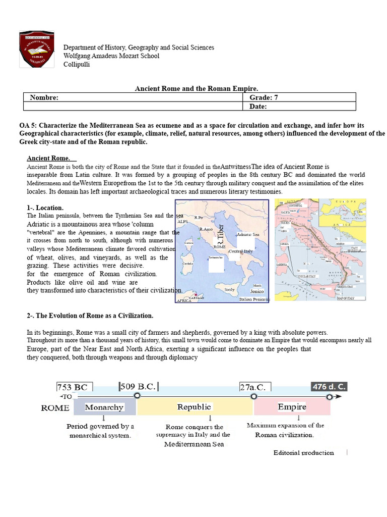 Sheet I The Roman Civilization | PDF | Roman Empire | Ancient Rome