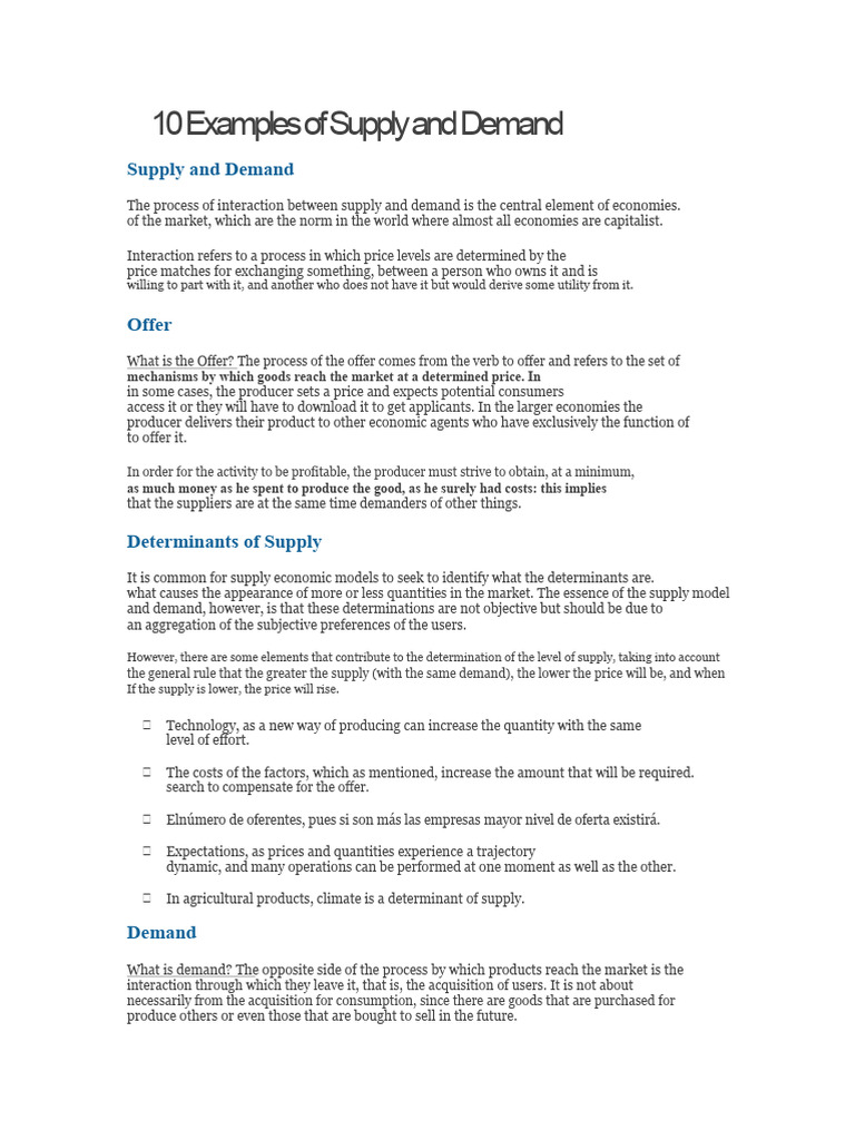 10 Examples of Supply and Demand | PDF | Demand | Supply (Economics)