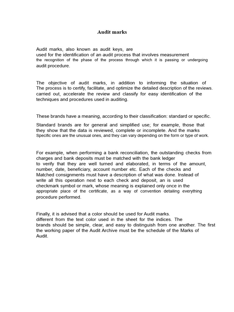 AUDIT CODES AND MARKS | PDF | Audit