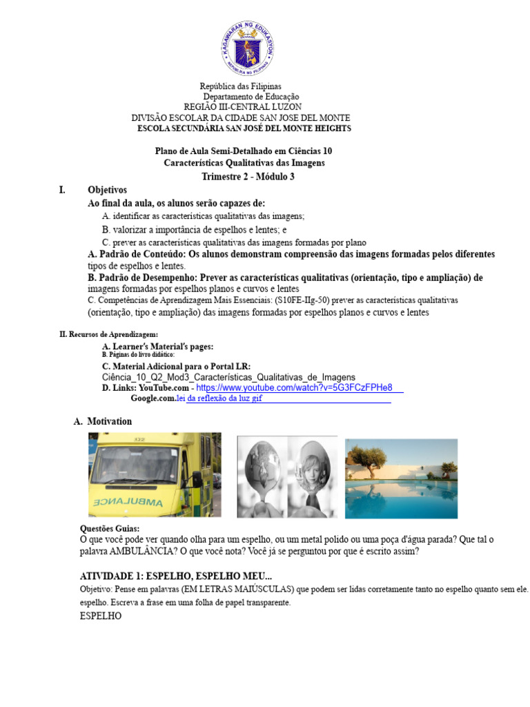 Semi-Detalhado-LP-em-CIÊNCIA-10-GUILALAS-JOANNE-T. | PDF | Reflexão ...