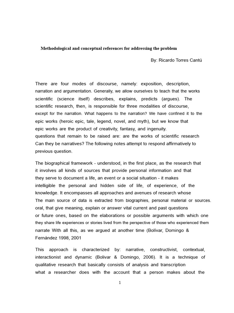 Methodological and Conceptual References For Addressing The Problem ...
