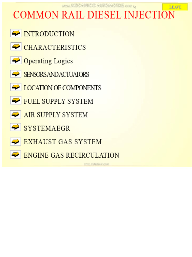 Common Rail Diesel Injection System Manual Components Fuel Supply Air ...