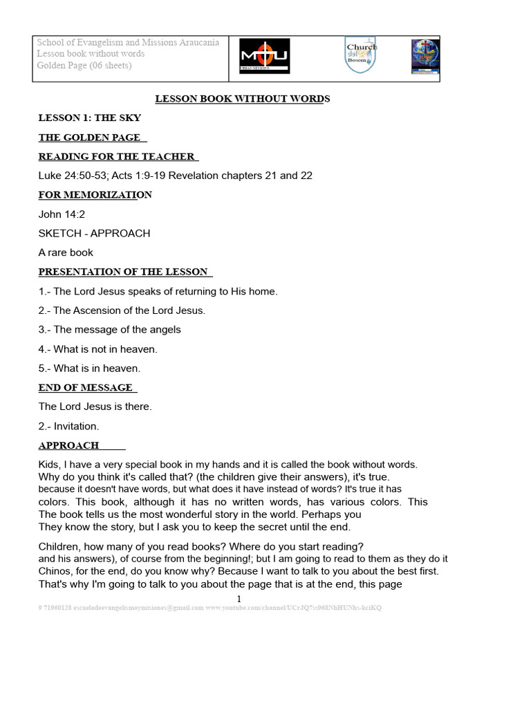 1.- Lesson Book Without Words Golden Color | PDF | Jesus | Heaven