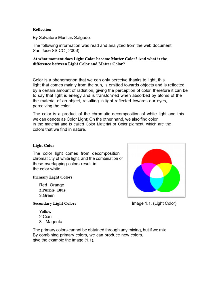 Light Color and Matter Color PDF | PDF | Color | Light