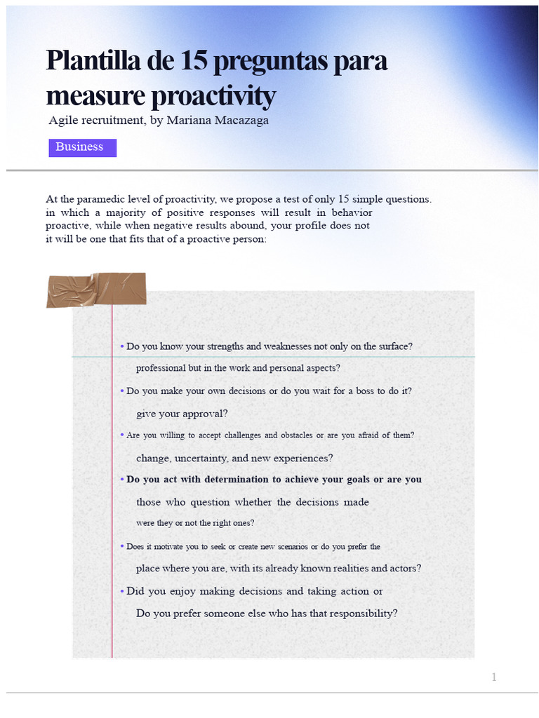 Template of 15 questions to measure proactivity | PDF | Cognitive ...