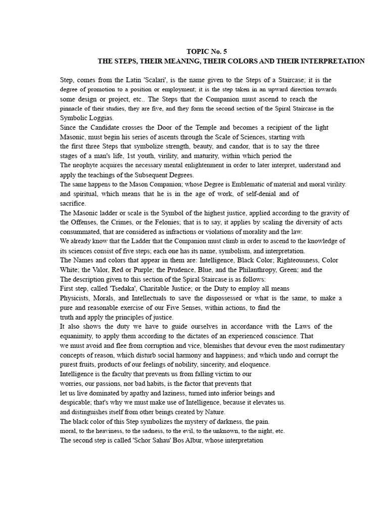 Masonic Steps: Meanings and Colors | PDF | Conscience | Reason