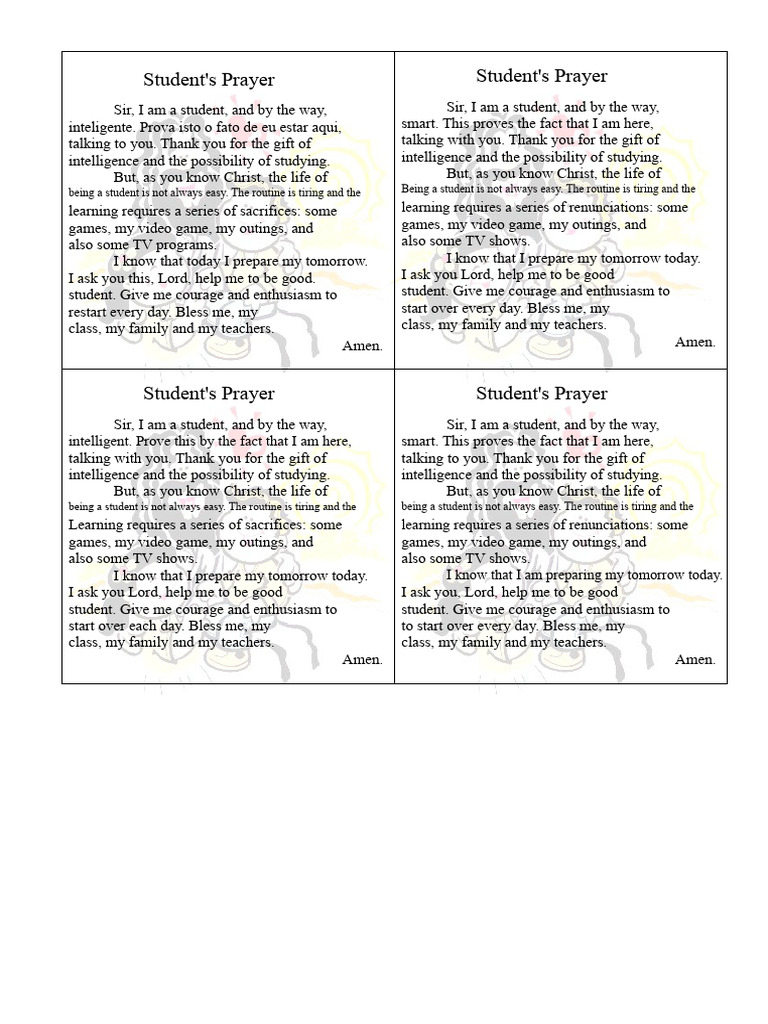 Student's Prayer | PDF | Prayer | Worship
