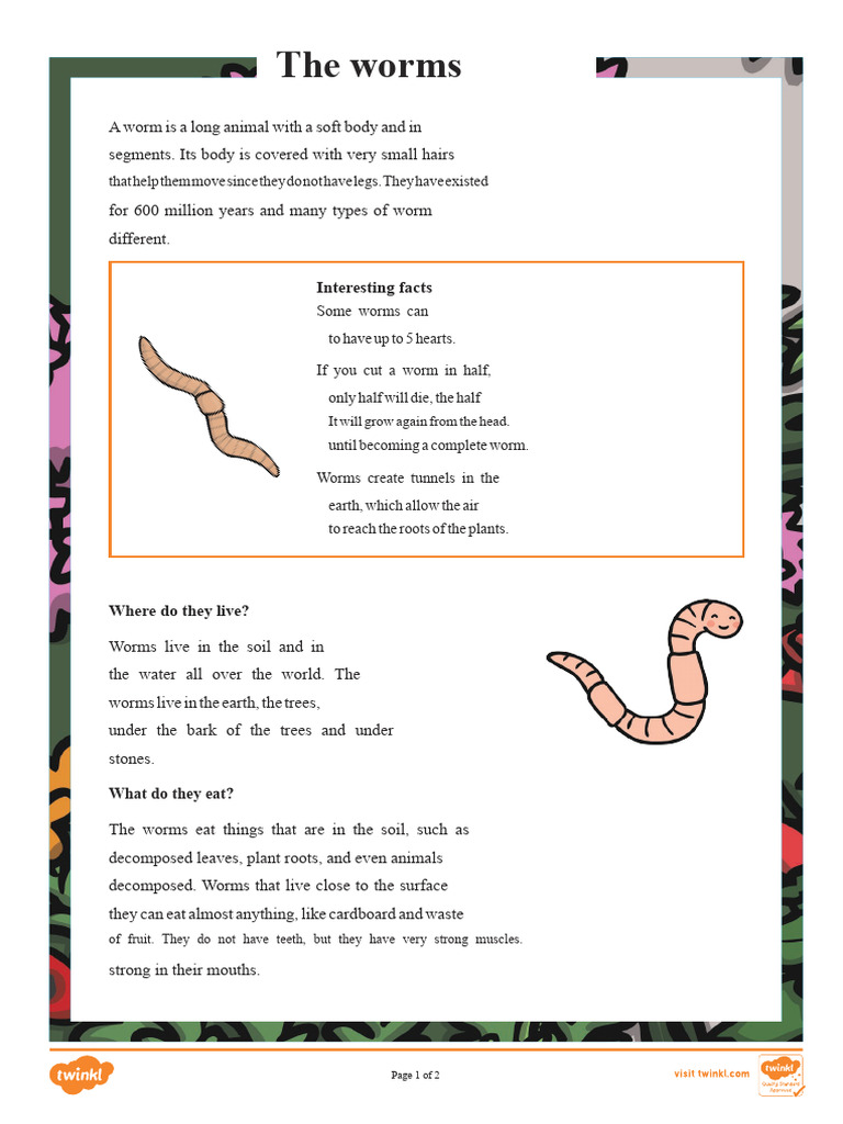 The Worms Comprehension and Questions | PDF | Soil | Trees