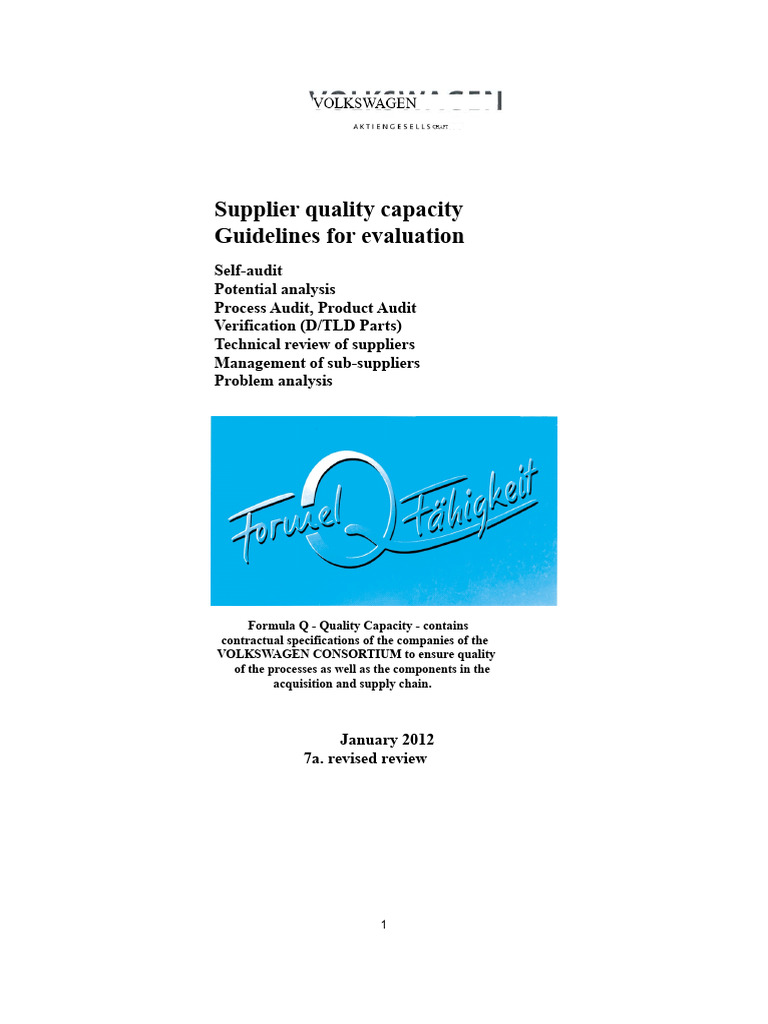 Evaluation guidelines Formel Q | PDF | Supply Chain | Audit