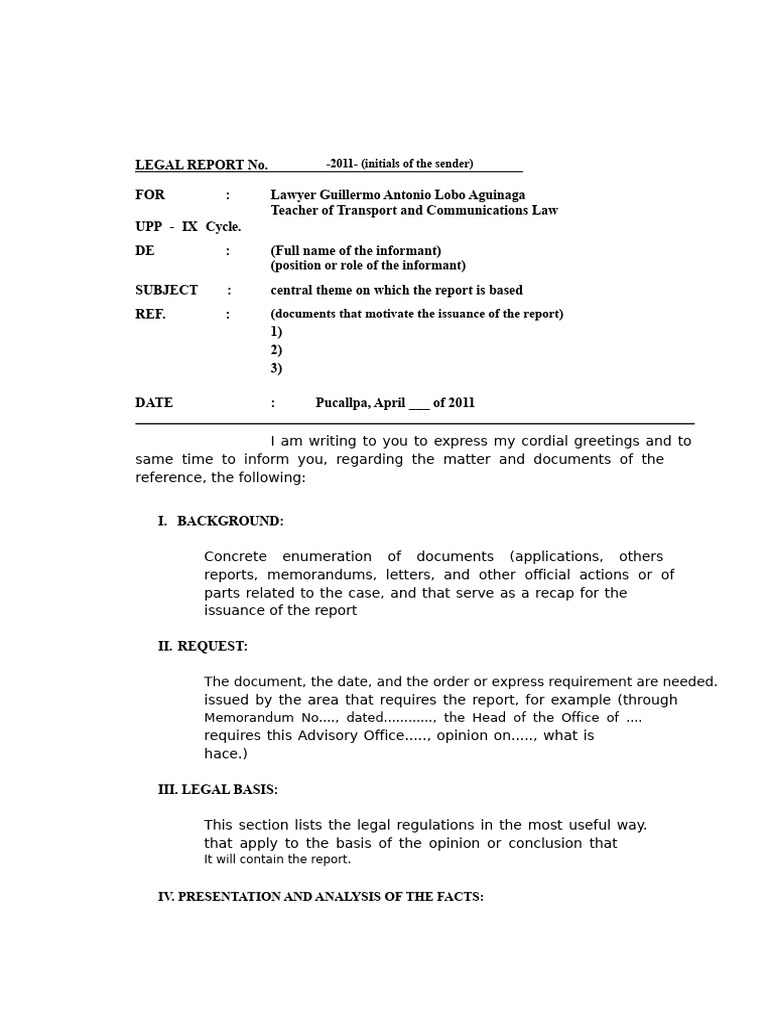 Legal Report Format - Guillermo Lobo | PDF | Justice | Crime & Violence